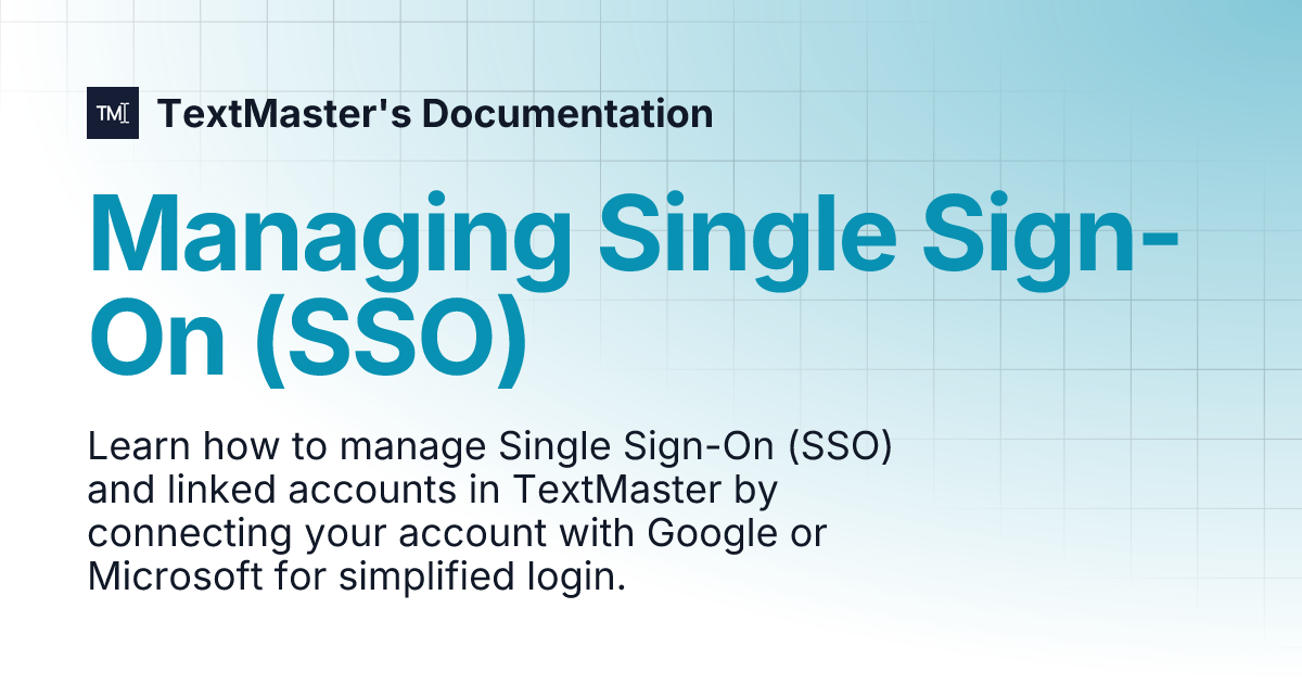 Managing Single Sign-On (SSO) | TextMaster's Documentation